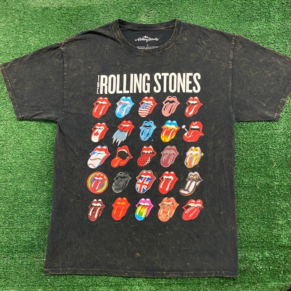Rolling Stones Multi Tongue Lips Vintage Rock Band T-… - Gem